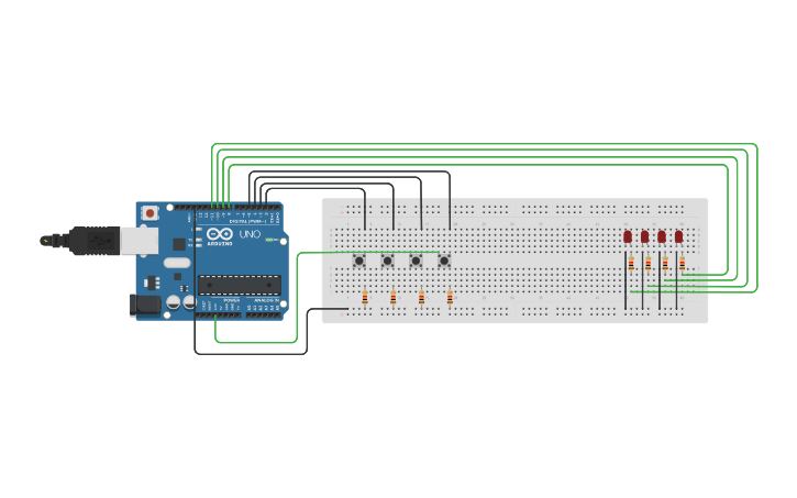 Circuit design LED BUTTON - Tinkercad