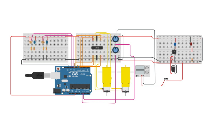 Circuit design Seguidor de línea - Tinkercad