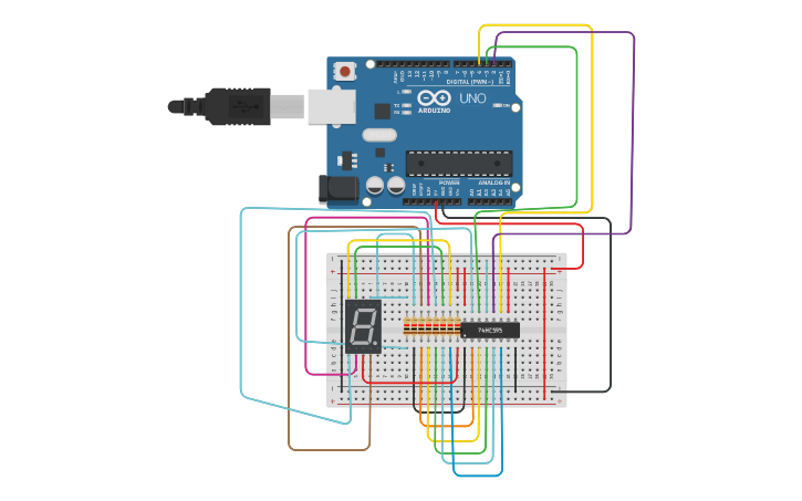 Circuit design 7 segment display - Tinkercad