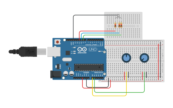 Circuit design JOYSTICK con LED - Tinkercad