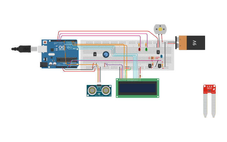 Circuit design Sistema de riego Arduino | Tinkercad