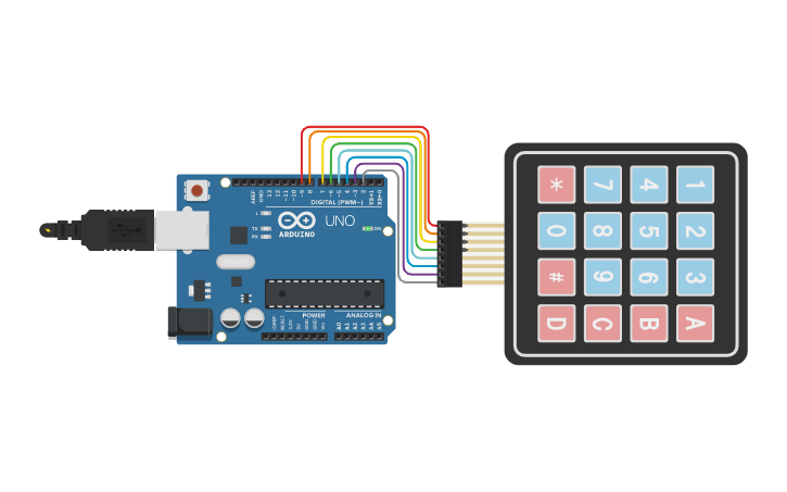 Circuit design keyPad_Calculator_Serial - Tinkercad