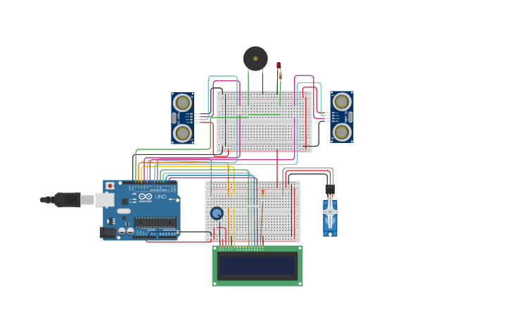 Circuit design Smart garbage bin - Tinkercad