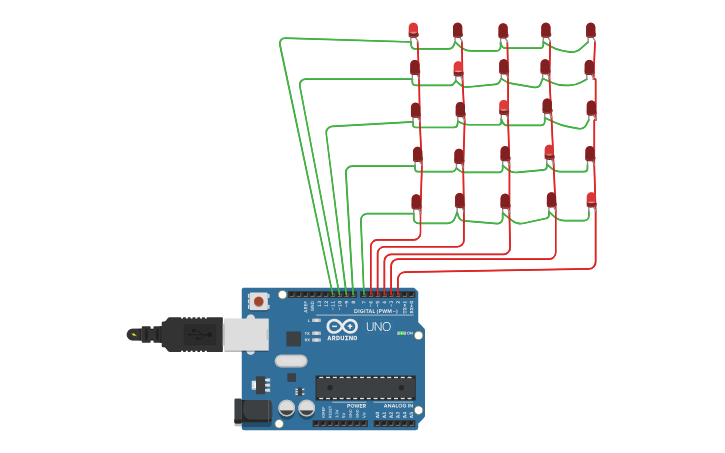 Circuit design 5X5 diagonal - Tinkercad
