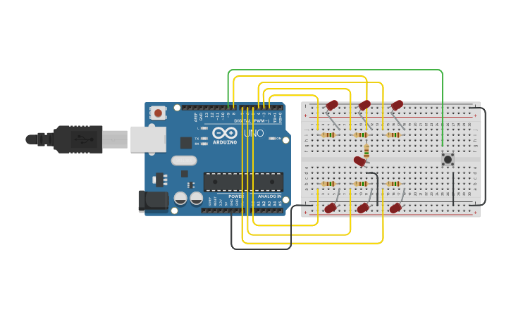 Circuit design Dice roller - Tinkercad