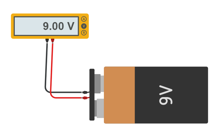 Circuit design Testing 9 volt Battery - Tinkercad