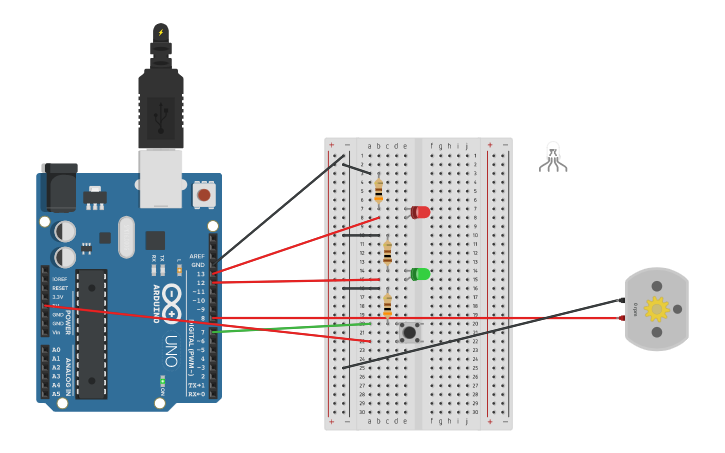 Circuit Design Button Flashing Light Stoplight Kian Tinkercad
