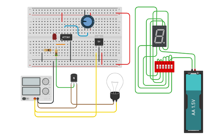 Circuit design Attiny25_Random_BLINK | Tinkercad