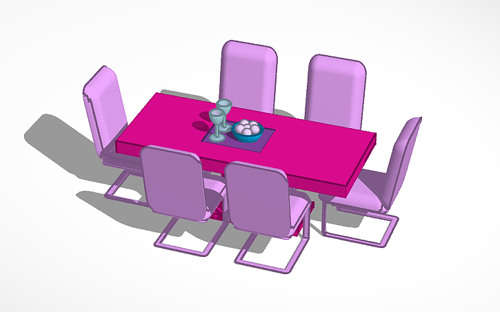 3D design Dining Table - 6 seater - Tinkercad