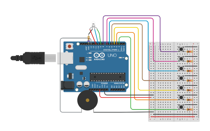 Circuit design Мини-пианино! - Tinkercad