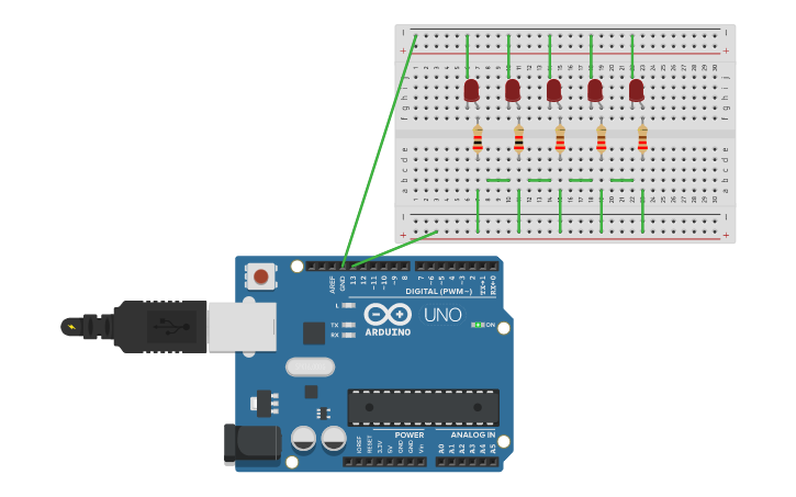 Circuit design più led in parallelo | Tinkercad