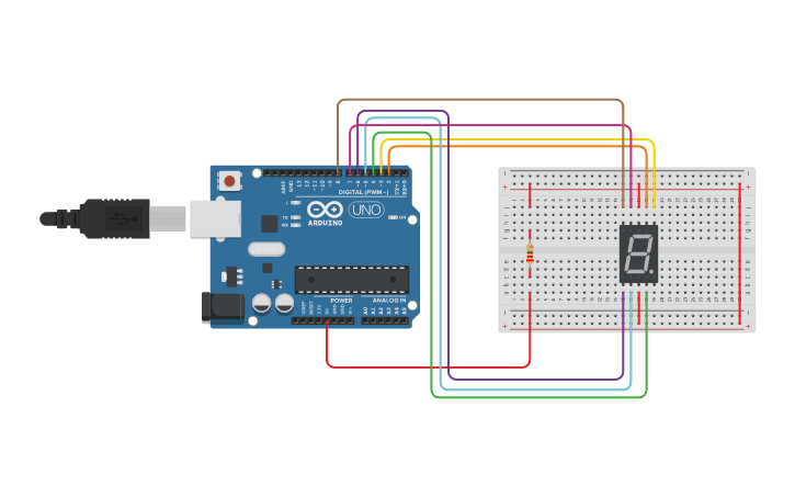 Circuit design Introduction to Seven Segment - Tinkercad