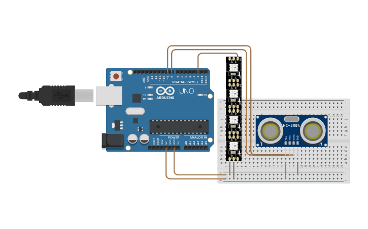 Circuit design 2018004 - Skenario 3 LED STRIP | Tinkercad