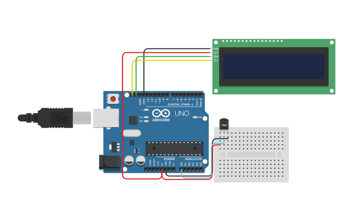 Circuit design Simple Temprature - Tinkercad