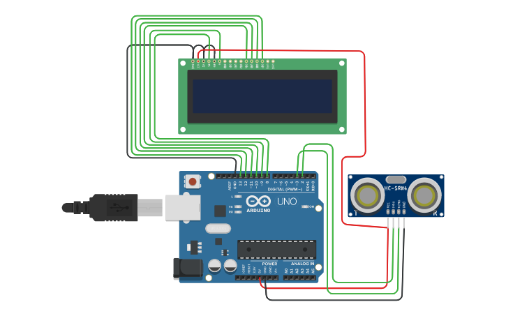 Circuit design Copy of Leitura de distância com HC-SR04 | Tinkercad