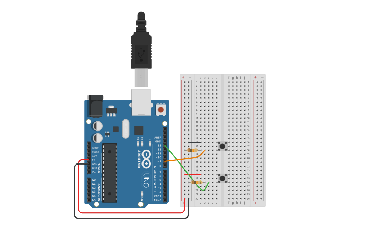 Circuit design Pull-up/down resistors | Tinkercad