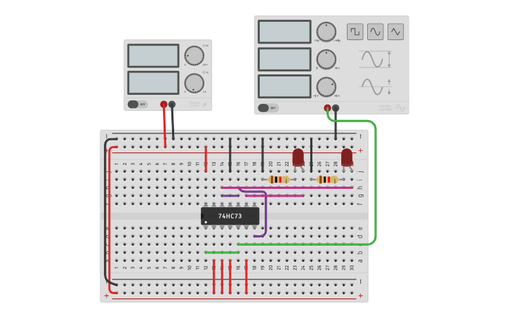 Circuit design 2 bit synchronous counter - Tinkercad Circuit design 2 bit synchronous counter - Tinkercad