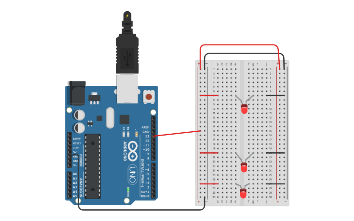 Circuit design 3 LED | Tinkercad