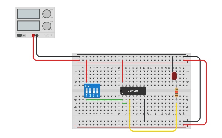 Circuit design AND gate using NAND gate - Tinkercad