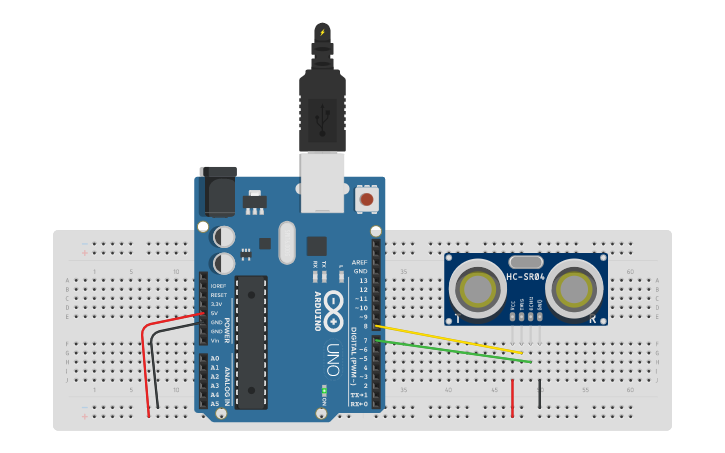 Circuit design HC_SR04 | Tinkercad