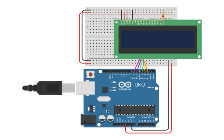 Circuit design Programas pantalla LCD 16x2 - Tinkercad