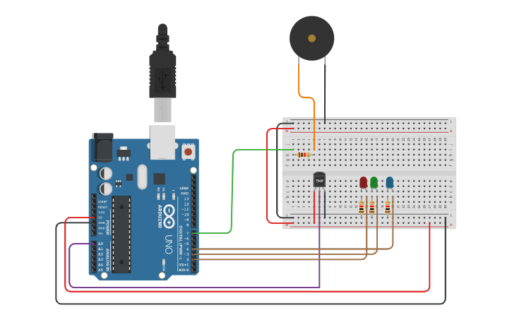 Circuit design Weather monitoring - Tinkercad