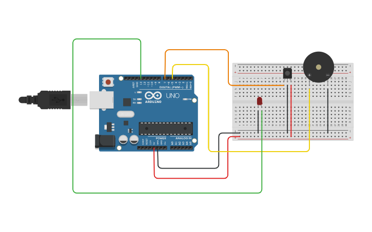 Circuit Design Ir Sensor With Led And Buzzer Tinkercad