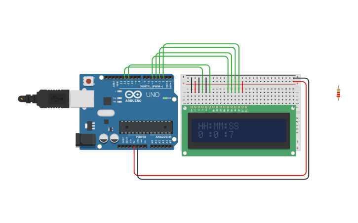 Circuit design Copy of Arduino with LCD Interface | Tinkercad