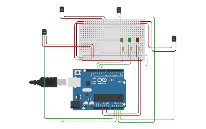 Circuit design Temperature Reader - Apartment, Sensors in 4 Rooms ...
