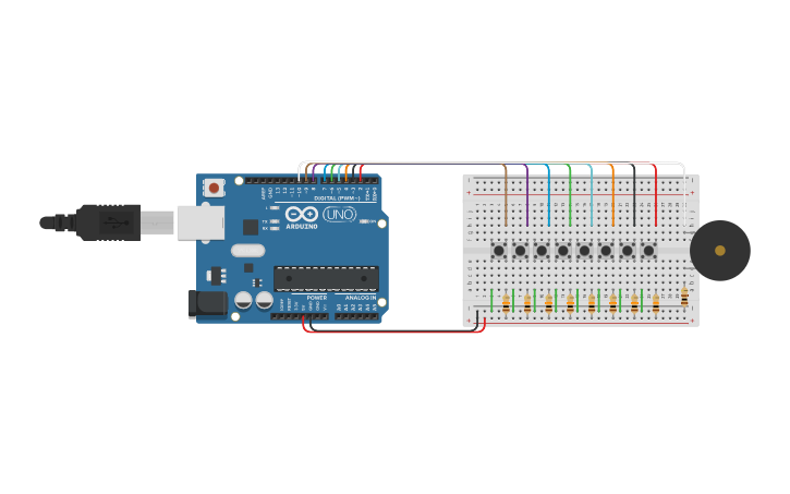 Circuit design piyano - Tinkercad