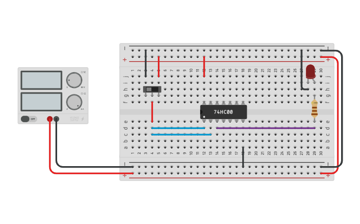 Circuit design NOT GATE USING NAND GATE - Tinkercad