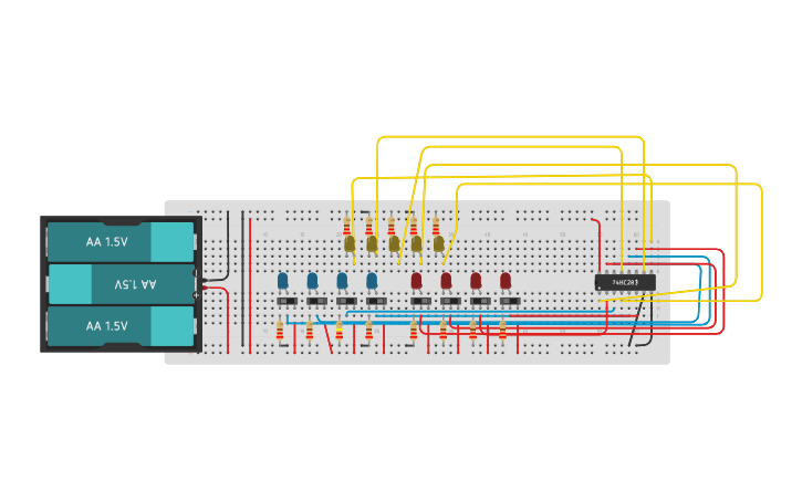 Circuit Design Binary Addition In The Form Of Leds Tinkercad