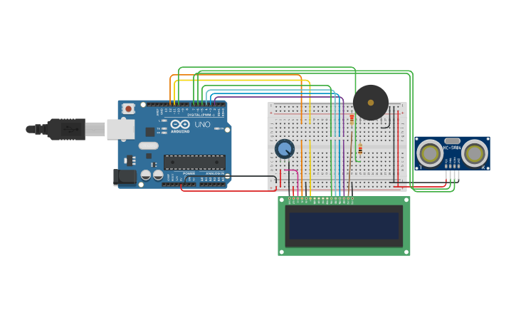 Circuit Design Sonar With Lcd Tinkercad