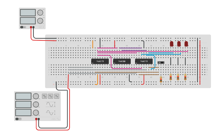 Circuit design Synchronous Counter | Tinkercad