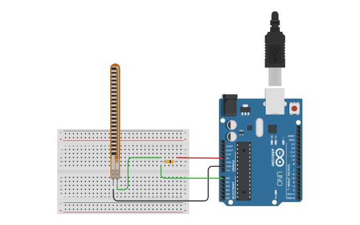 Circuit design capteur flexion 3 - Tinkercad