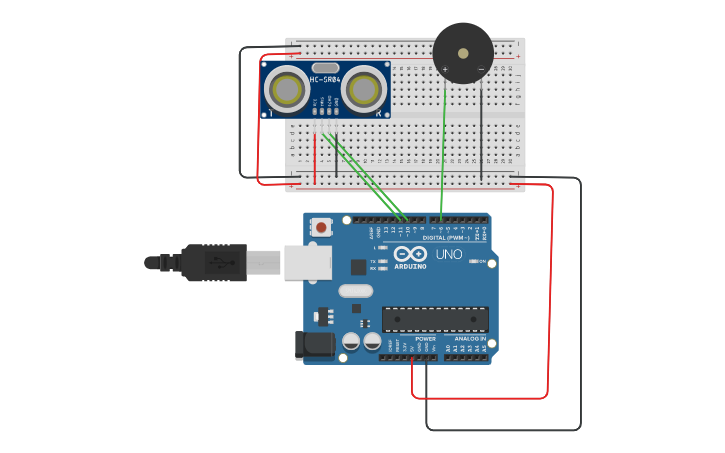 Circuit Design Parking Sensor Tinkercad