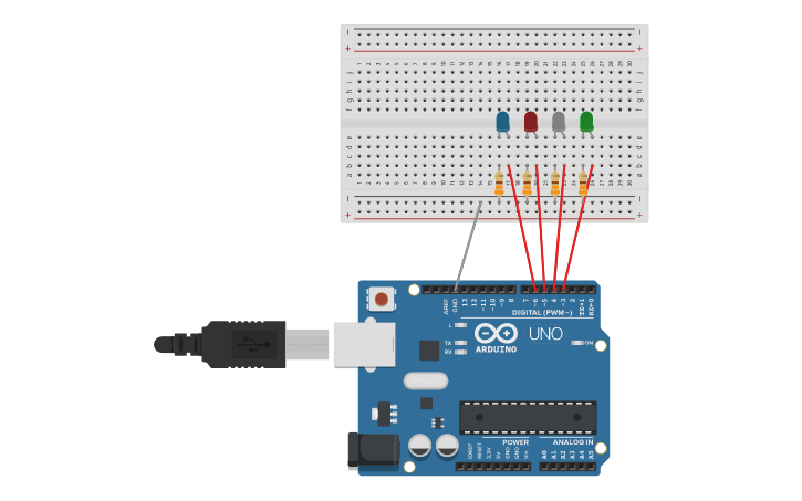 Circuit design Exercício 1 - Arduíno - Tinkercad
