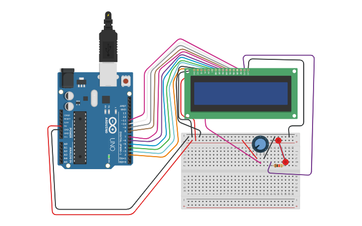 Circuit design LCD 8 bit mode - Tinkercad Circuit design LCD 8 bit mode - Tinkercad
