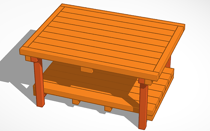 3D design Coffee Table with Shelf - Tinkercad