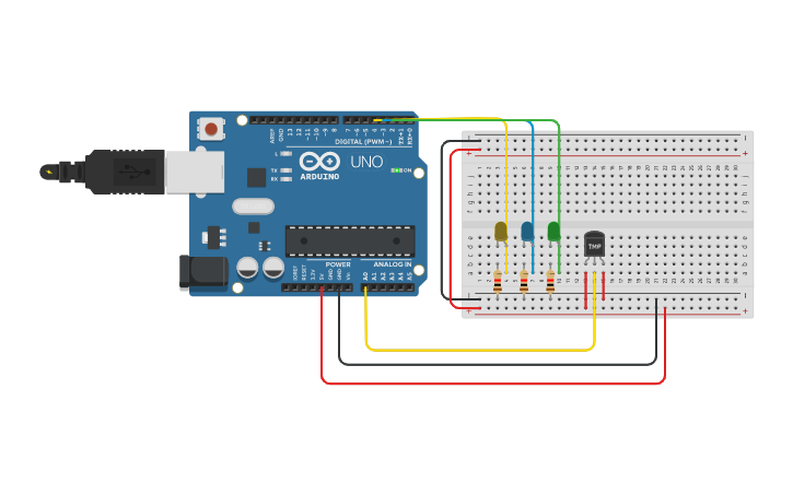 Circuit design TMP36 Temperature Sensor | Tinkercad Circuit design TMP36 Temperature Sensor | Tinkercad