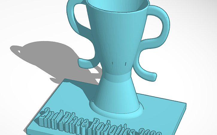 3D design Robotics Trophy 2nd (blue) 6 Copies - Tinkercad