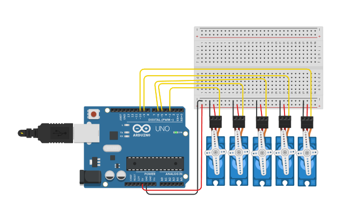 Circuit design Piano_Bot | Tinkercad
