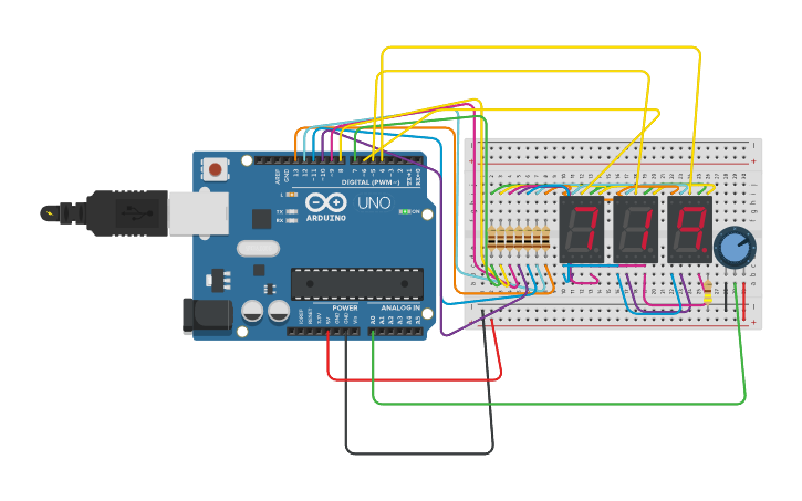 Circuit design วง จร 7-segmant binary code decimal IC CD4511 เลข ทศนิยม - Tinkercad