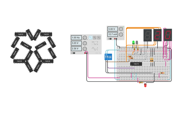 Circuit design 74HC73 - Tinkercad