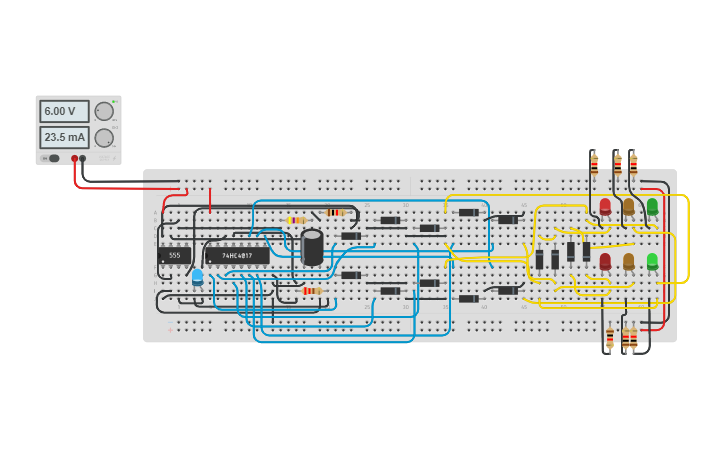 Circuit design Semaforo 2 vias | Tinkercad