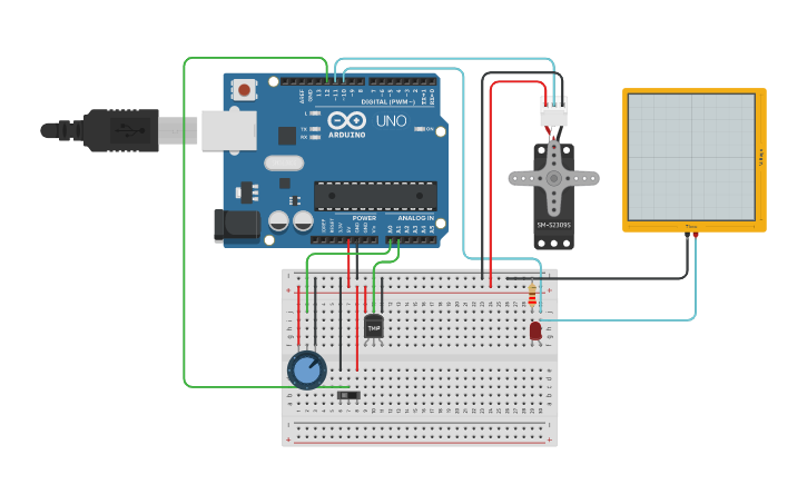 Circuit design Copy of Arduino with sensors and actuators | Tinkercad
