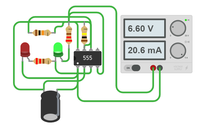 Circuit design LED Flip Flop NE555 - Tinkercad