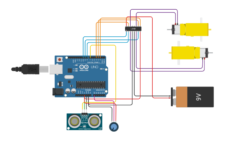 Circuit Design Vehicle Movement Control Tinkercad