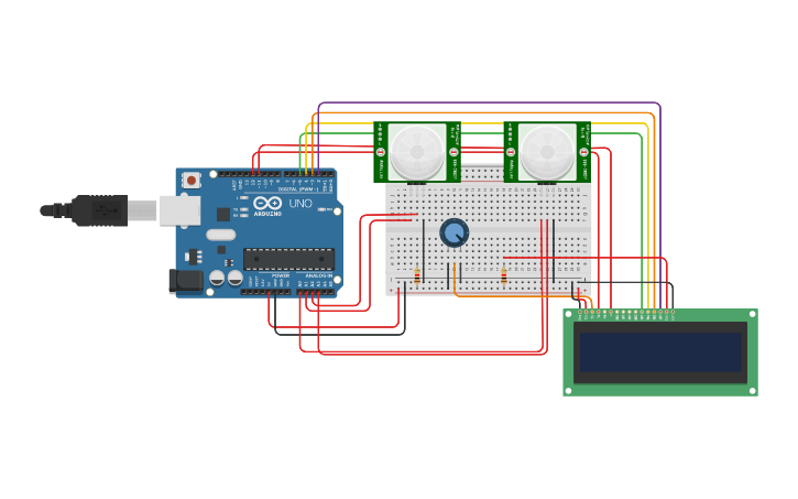 Circuit design Bi direction visitor counter EEE project | Tinkercad