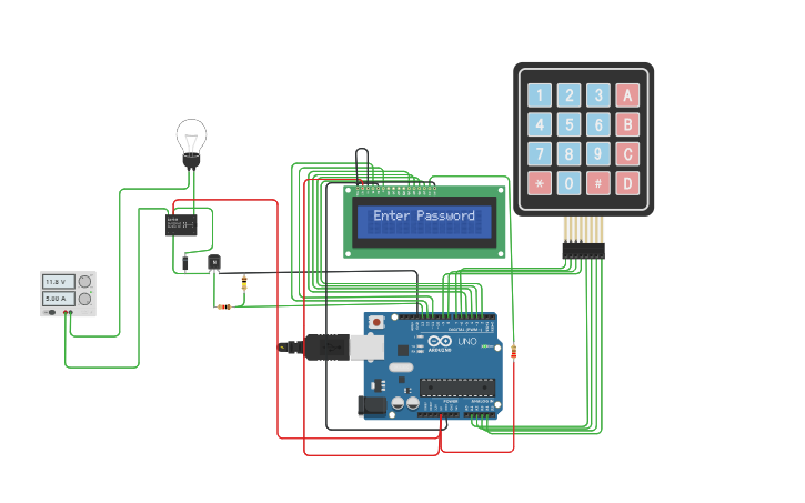 Circuit Design Password Access Control Circuit With Lcd Tinkercad